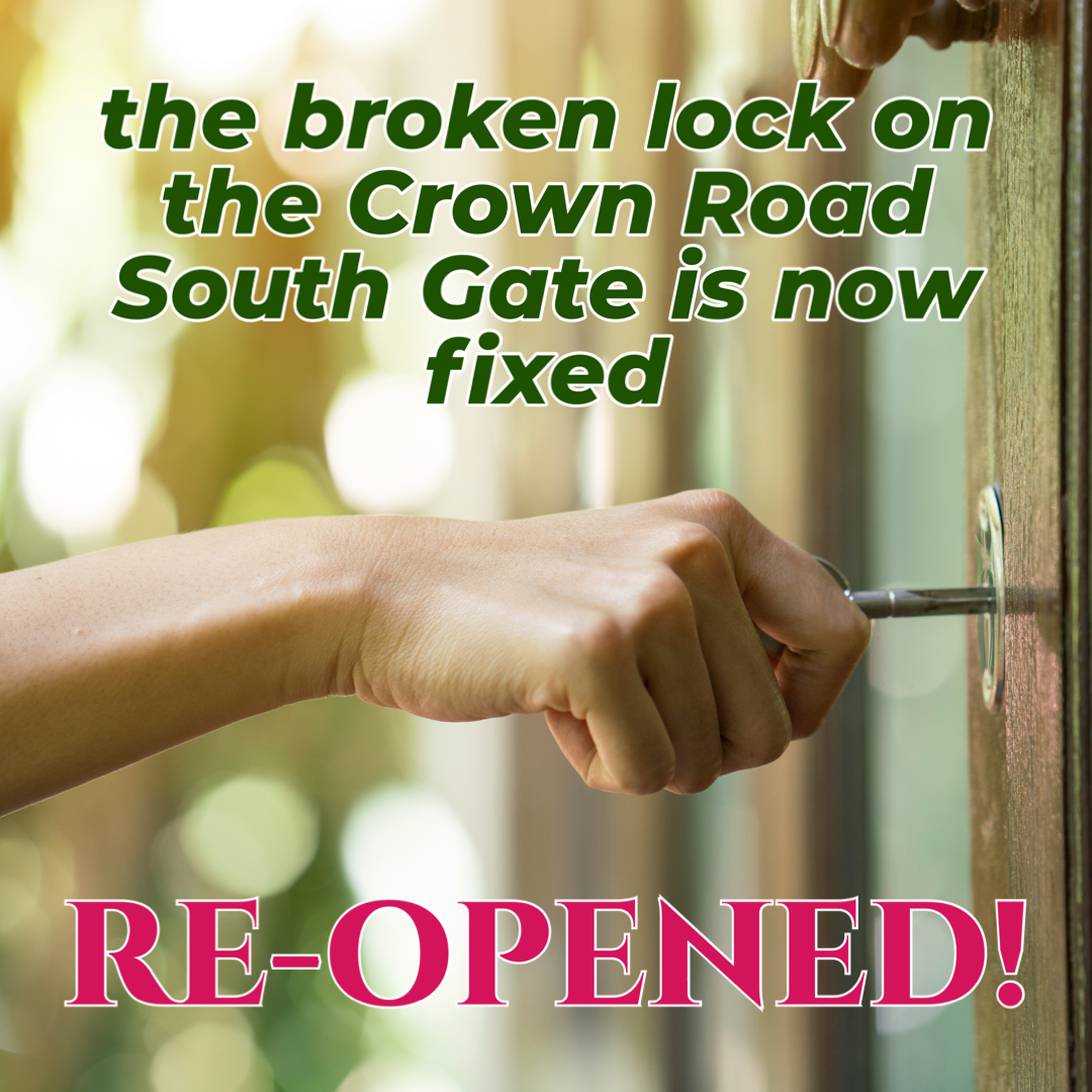 Crown Road South Gate Re-opened – Crown Pleasure Gardens